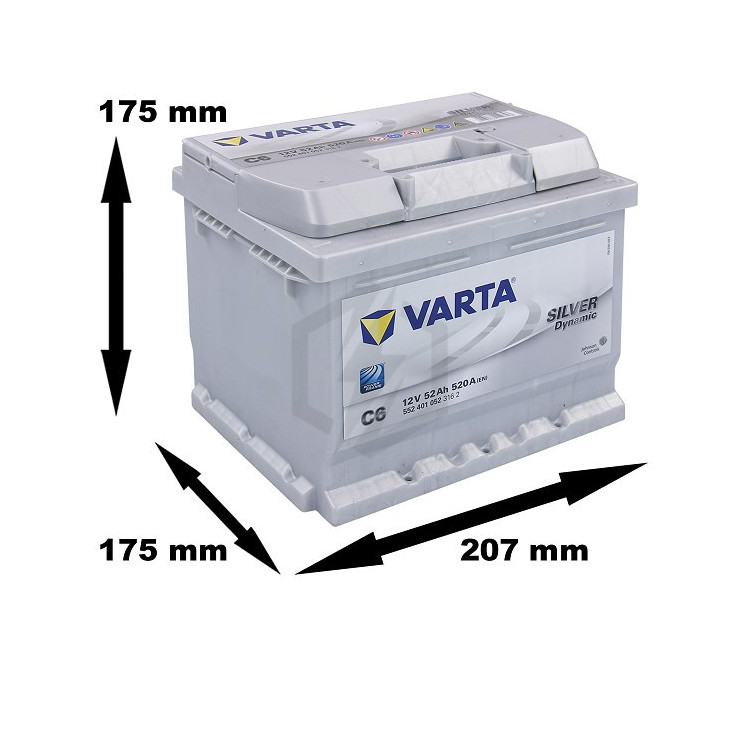 Batterie Varta Silver Dynamic C6 12v 52ah 520A 552 401 052 LB1D