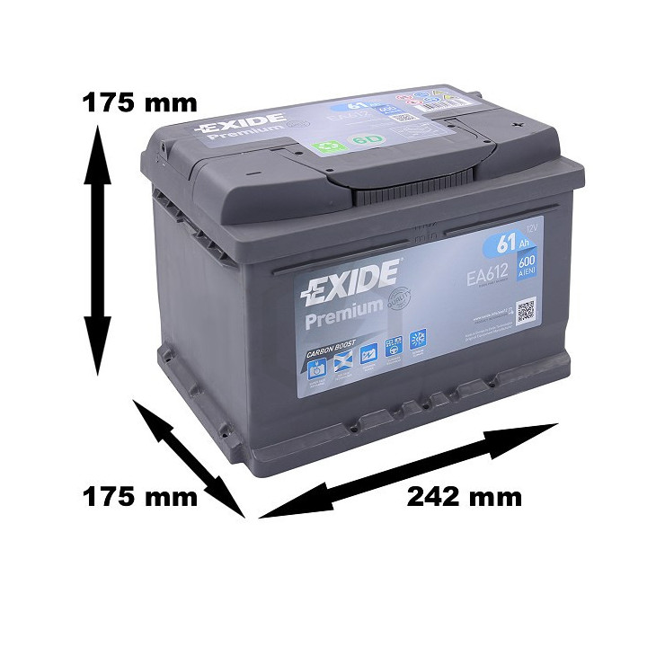Batterie Exide Premium EA612 12v 60AH 600A LB2D
