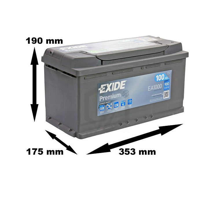 Batterie Exide Premium EA1000 12v 100AH 900A L5D